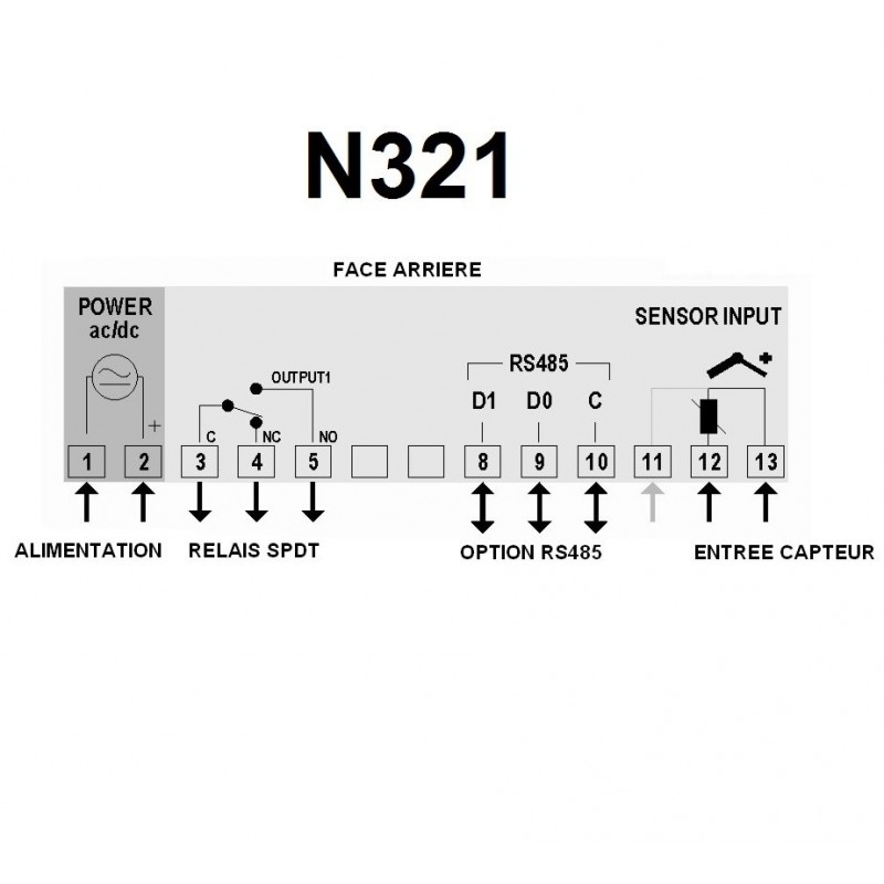 Pt100 24 Vdc, 1 relais de sortie
