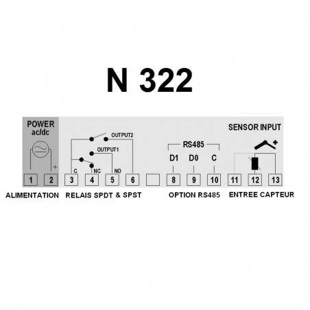 Pt100 24 Vdc, 2 relais de sortie